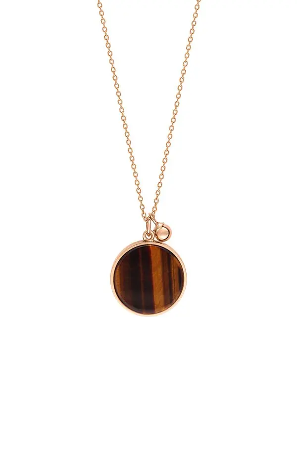 Ginette Ny Ever Tiger's Eye Disc On Chain Necklace - Brown