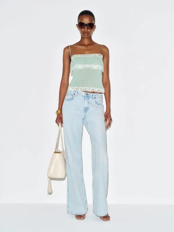 REFORMATION Masiey Lace Trimmed Camisole - Green