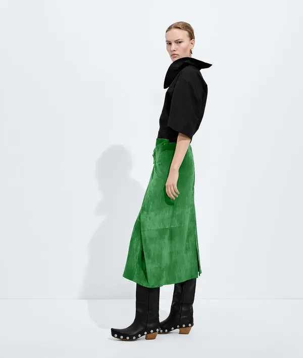 Bottega Veneta Suede Leather Skirt