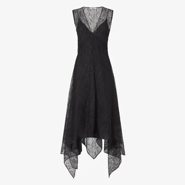 Fendi Allover Flowers And Bacche Lace Midi Dress - Black