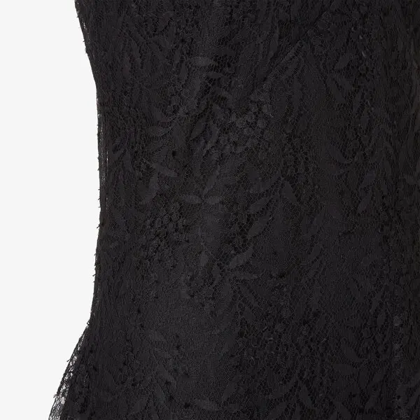 Fendi Midi Dress With Asymmetric Skirt In Allover Flowers And Bacche Lace