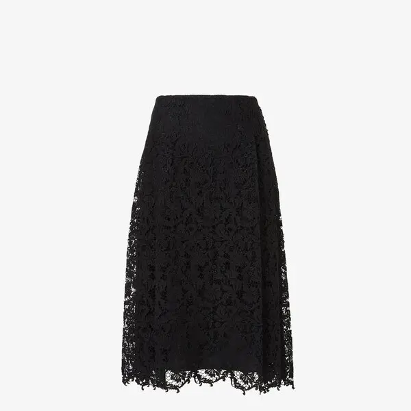 Fendi Macramé Lace Midi Skirt - Black