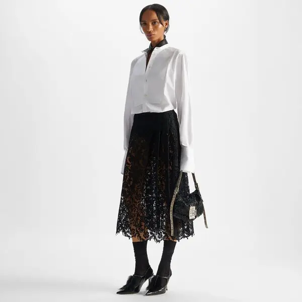 Fendi Macramé Lace Midi Skirt