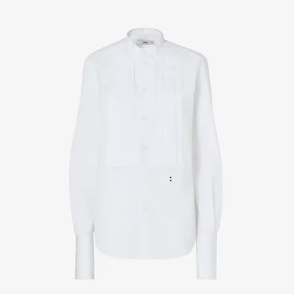 Fendi Cotton Poplin Shirt With Doppio Punto Embroidery - White