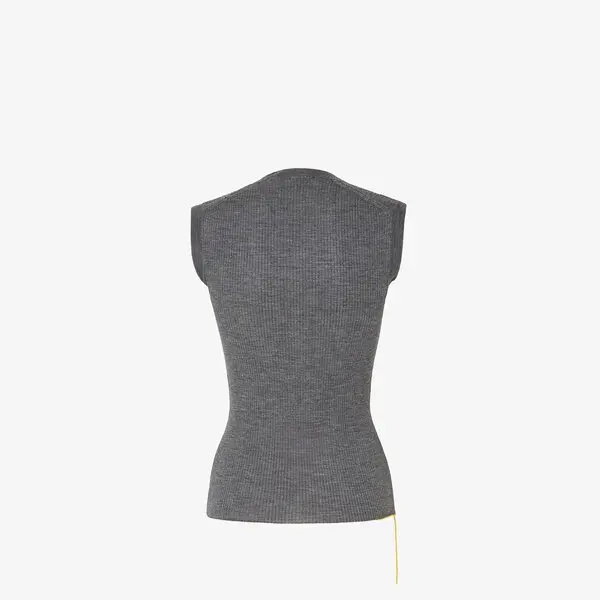 Fendi Rib Knit V-neck Sleeveless Top