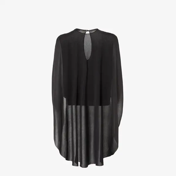 Fendi Silk Satin Cape Effect Top