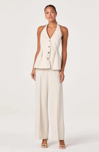 Astr The Label Cleone High-rise Straight Leg Trousers - Bone