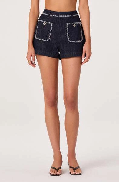 Astr The Label Bobbie Patch Pocket Denim Shorts