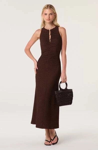Astr The Label Skyla Keyhole Ruched Maxi Dress