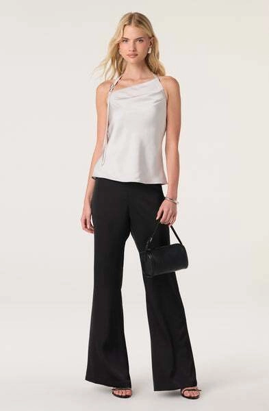 Astr The Label Variel Satin Halter Top