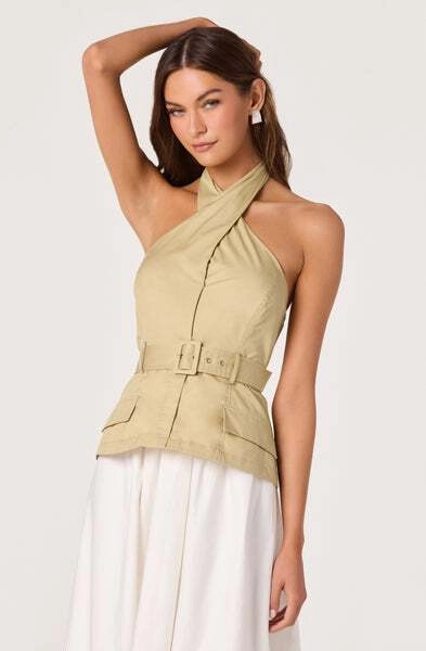 Astr The Label Faux Two-piece Halter Midi Dress