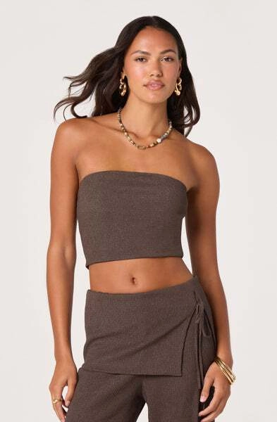 Astr The Label Anoka Bandeau Crop Top - Truffle