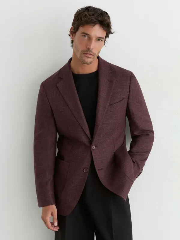 REISS Aristocrat Wool Hopsack Single-breasted Blazer Tailored-fit
