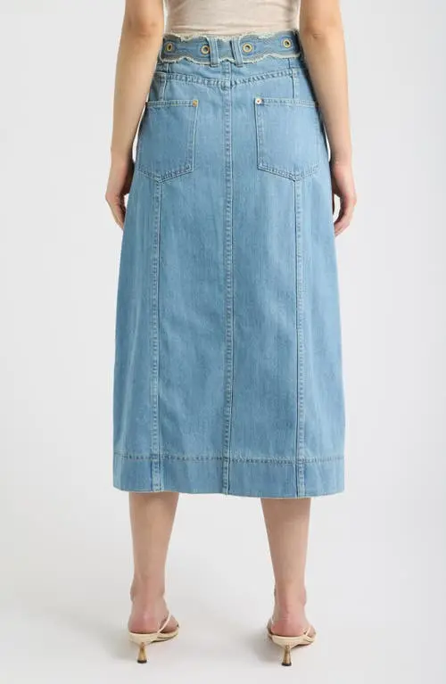 Farm Rio Tie Waist Midi Skirt With Golden Hardware