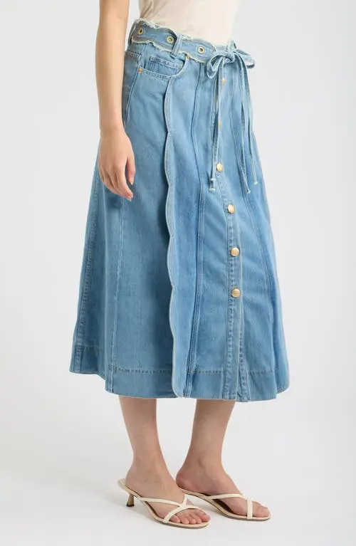 Farm Rio Tie Waist Midi Skirt With Golden Hardware