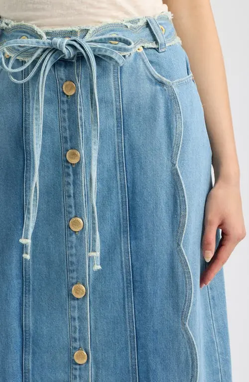 Farm Rio Tie Waist Midi Skirt With Golden Hardware