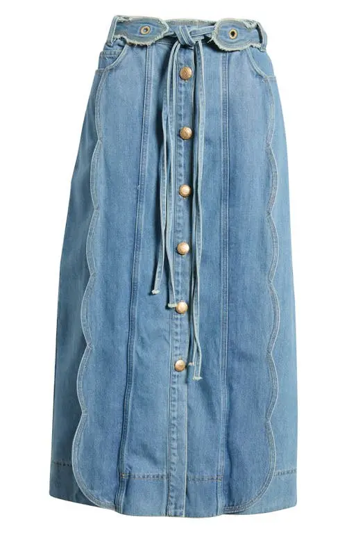 Farm Rio Tie Waist Midi Skirt With Golden Hardware