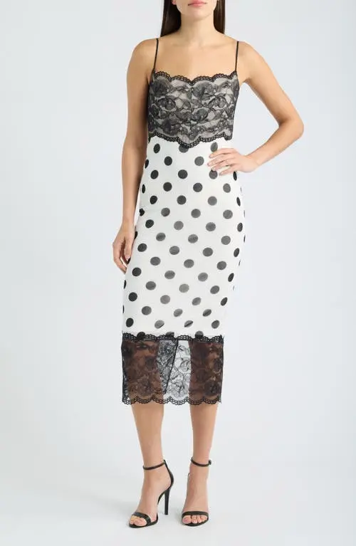 Black Halo Pomi Lace Trim Midi Dress - Hot Dotty