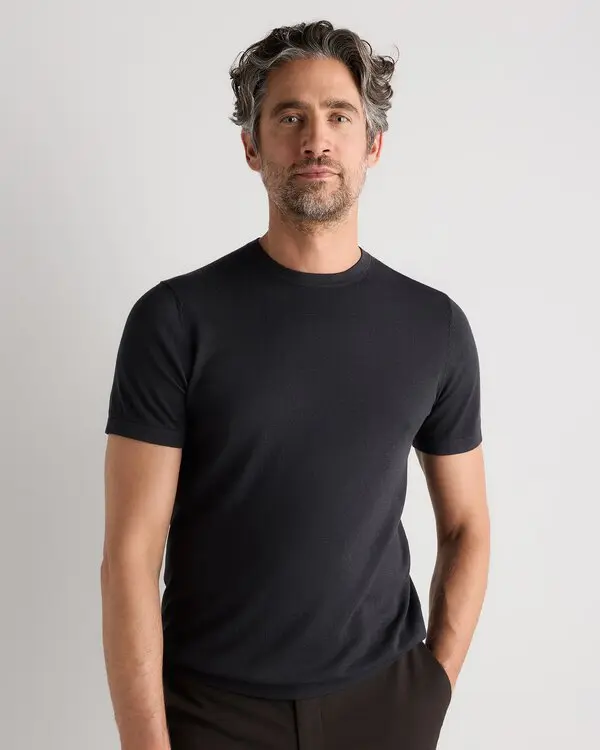 Quince Cotton-silk Short Sleeve Crewneck Sweater - Charcoal