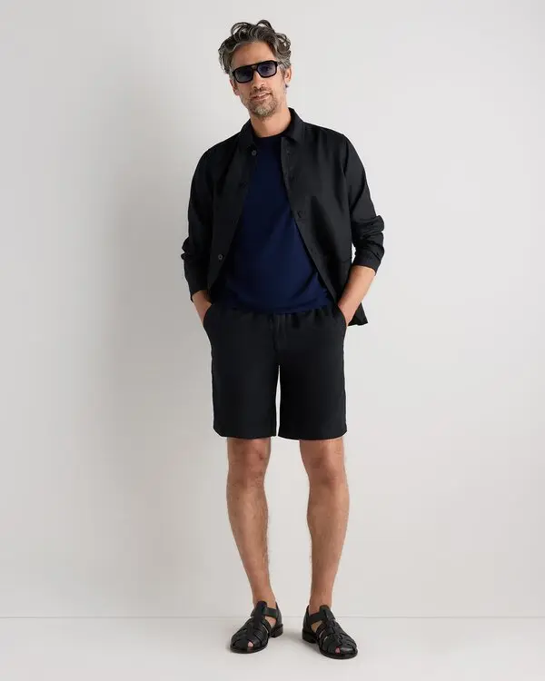 Quince Cotton-silk Short Sleeve Crewneck Sweater - Navy