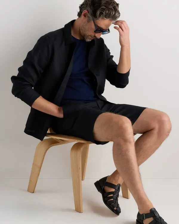 Quince Cotton-silk Short Sleeve Crewneck Sweater - Navy