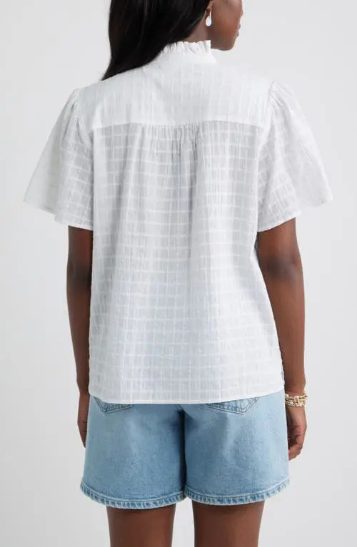 Caslon Lace Trim Button Front Top - White