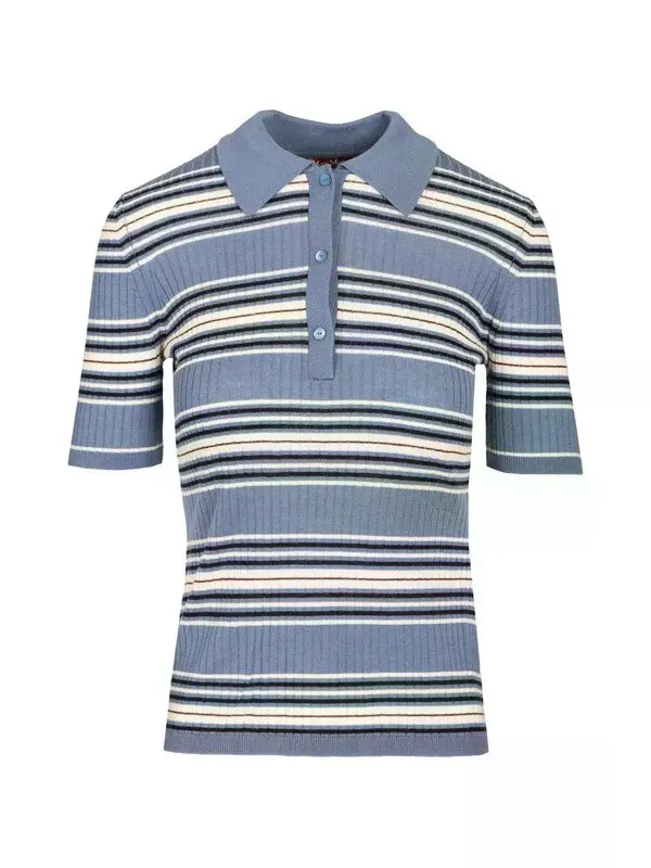 Max Mara Tallero Striped-knit Polo Shirt - Blue