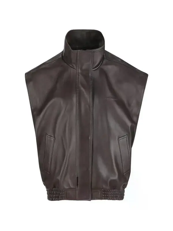 Balenciaga Sleeveless Leather Jacket - Brown