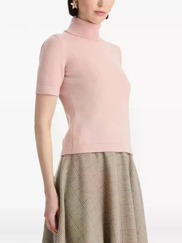 Oscar De La Renta Short-sleeved Knitted Turtleneck T-shirt - Pink