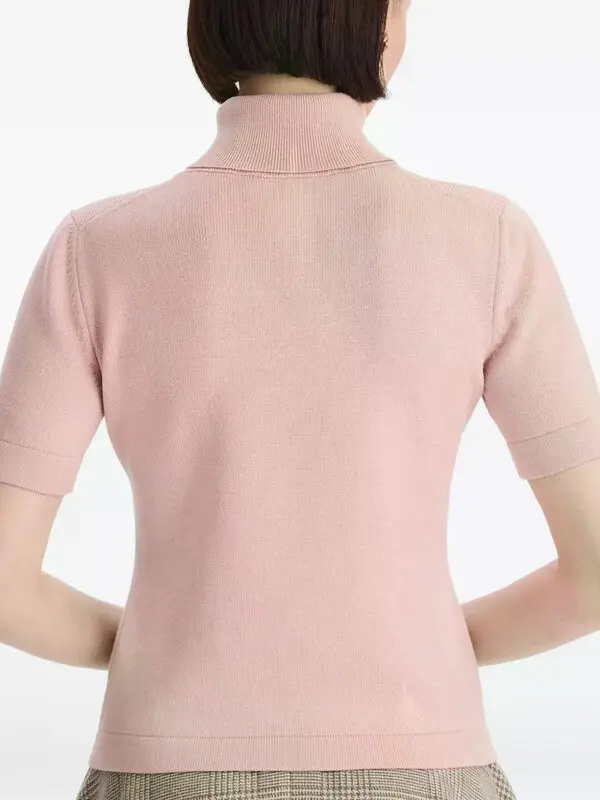 Oscar De La Renta Short-sleeved Knitted Turtleneck T-shirt - Pink