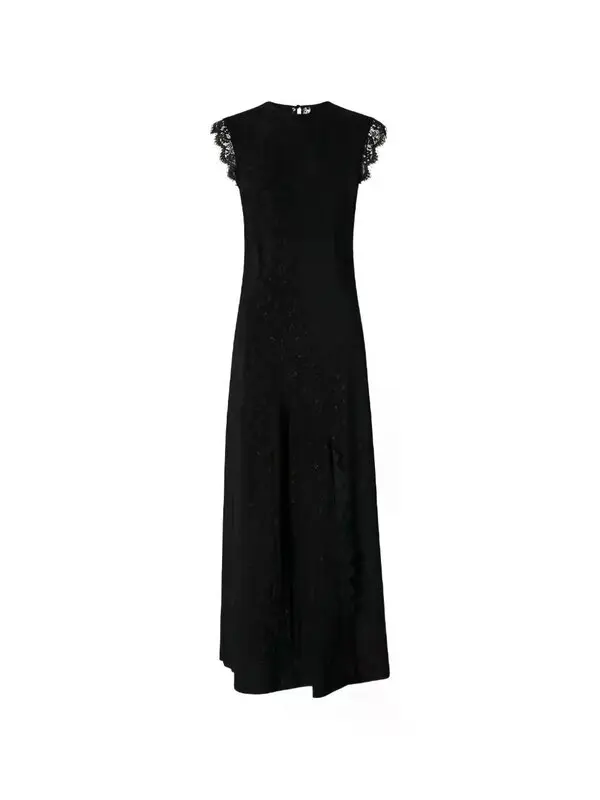 Pinko Midi Alpinia Lace-trim Jacquard Dress - Black