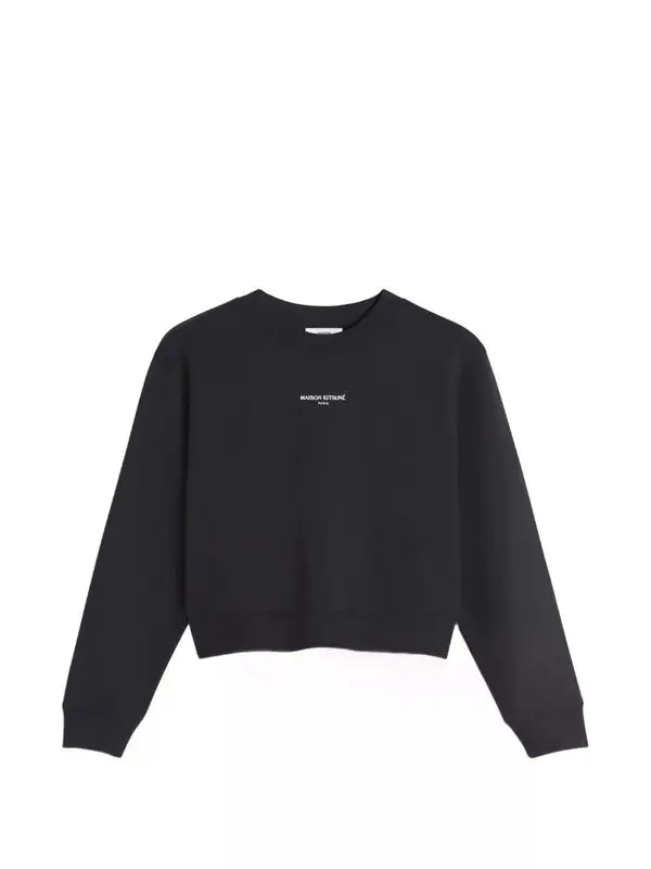 Maison Kitsuné Logo Print Cropped Sweatshirt - Black