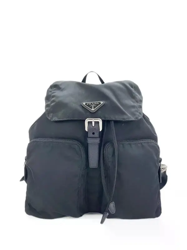 Prada 2010s Buckled Drawstring Backpack