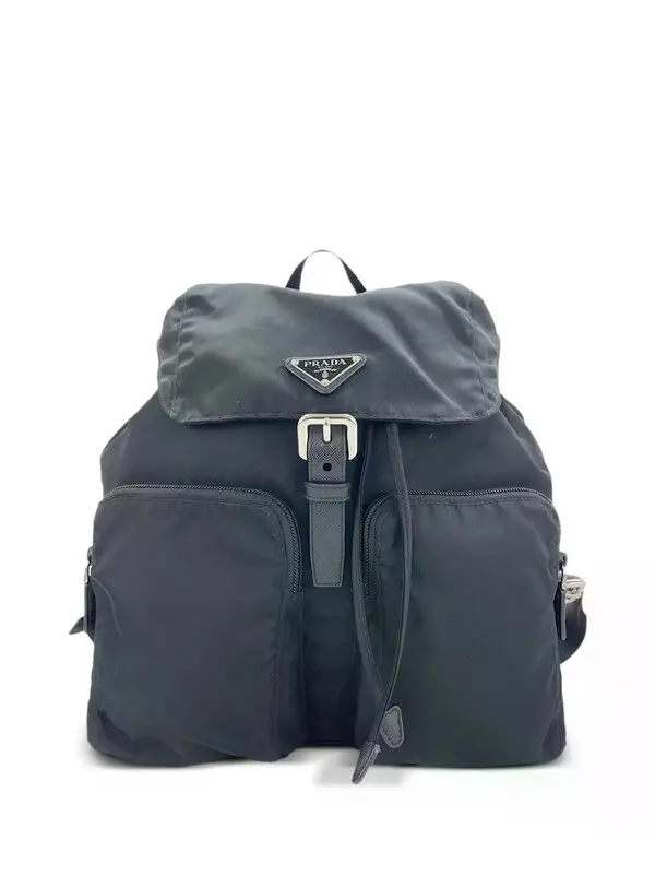 Prada Buckled Drawstring Backpack - Black