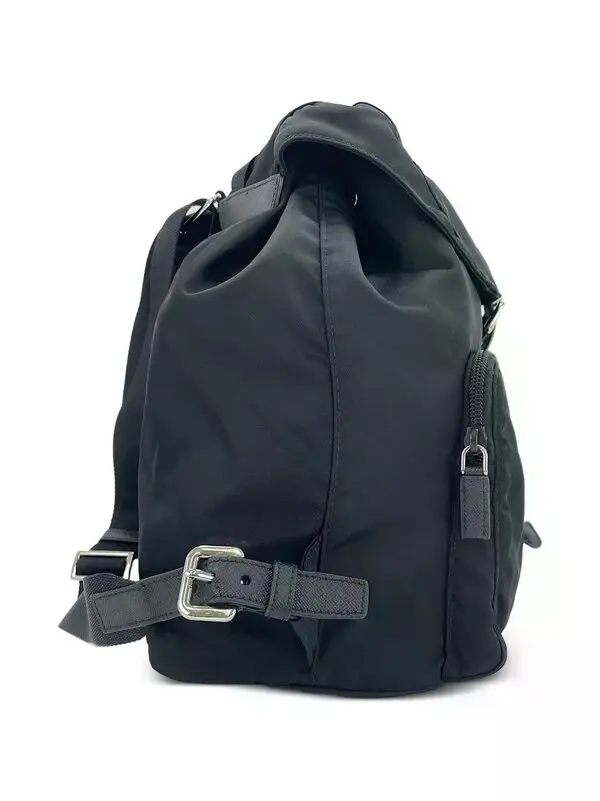 Prada Buckled Drawstring Backpack - Black