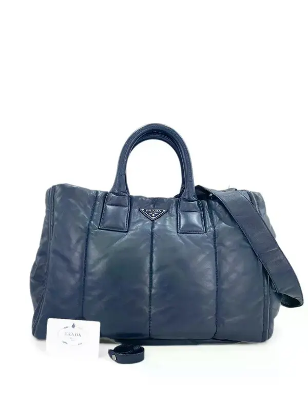 Prada 2013 Padded Leather Tote Bag - Blue