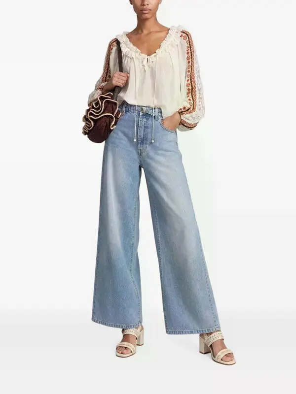 Zimmermann Aster Embroidered Ruffled Blouse