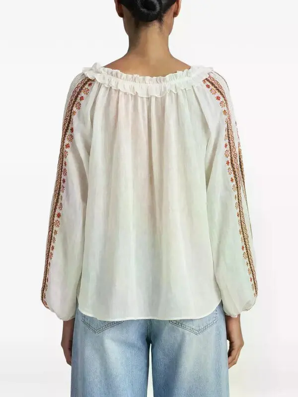 Zimmermann Aster Embroidered Ruffled Blouse
