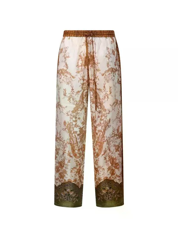 PIERRE-LOUIS MASCIA Aloe Floral-print Silk Trousers - White
