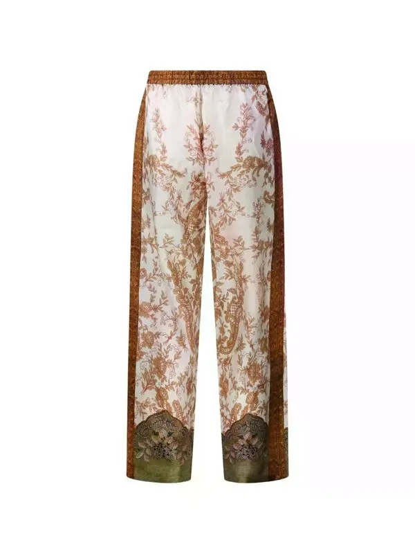 PIERRE-LOUIS MASCIA Aloe Floral-print Silk Trousers - White