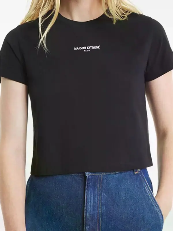 Maison Kitsuné Logo Print Cropped T-shirt
