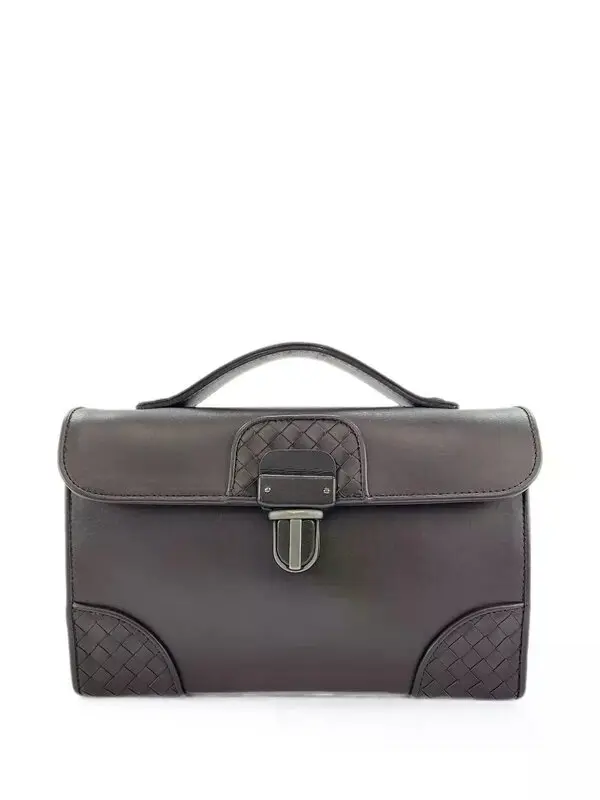 Bottega Veneta 2000s Intrecciato Leather Handbag - Brown