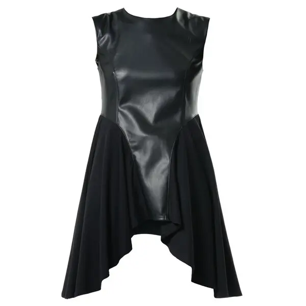 METAMORPHOZA Sleeveless Asymmetric Top With Vegan Leather
