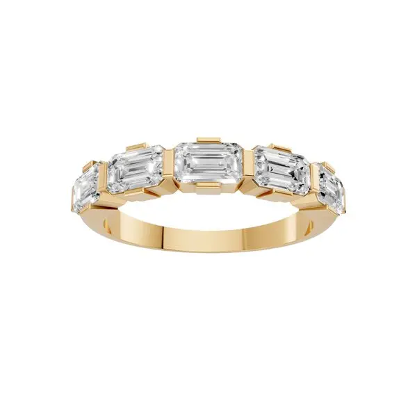 AYA FINE JEWELRY 1.64 Ctw Emerald Cut Lab Grown Diamond Eternity Wedding Band In 14k Gold - Yellow