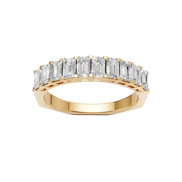 AYA FINE JEWELRY 1.27 Ctw Emerald Cut Lab Diamond Half Eternity Ring 14k Gold - Yellow