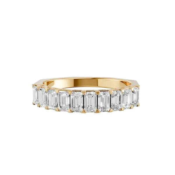 AYA FINE JEWELRY 14k Gold Emerald Cut Lab Grown Diamond Half Eternity Ring - Yellow