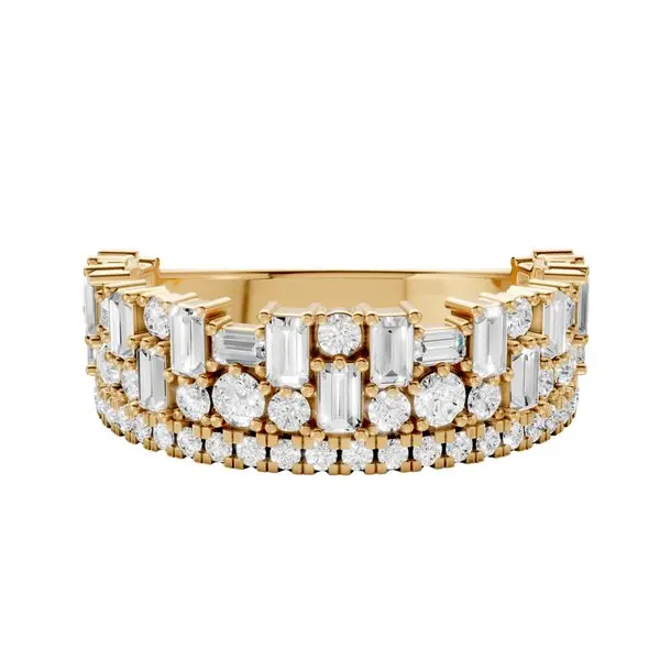 AYA FINE JEWELRY 1.29 Ctw Mixed Cut Lab-grown Diamond Statement Band Ring In 14k Gold - Yellow