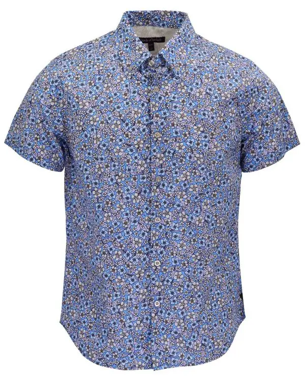 LORDS OF HARLECH Tim Floral Field Printed Button Up Shirt - Blue