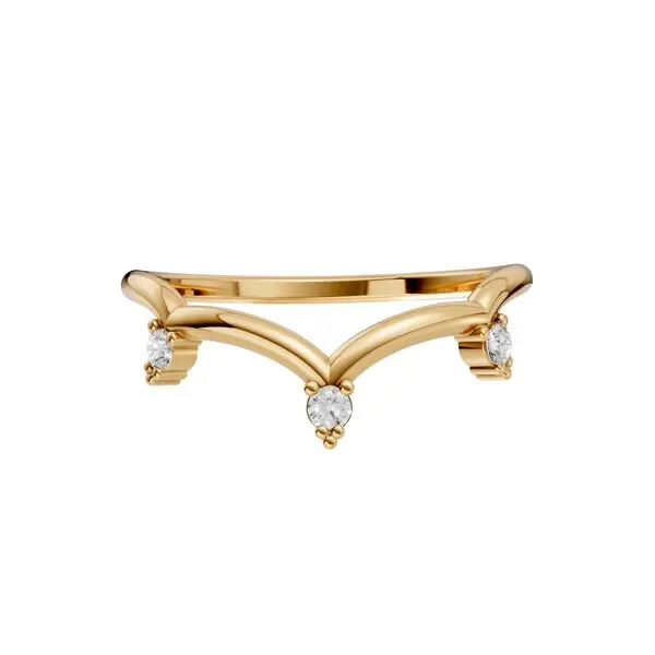 AYA FINE JEWELRY 14k Gold Round Lab Diamond Stackable Crown Band - Yellow