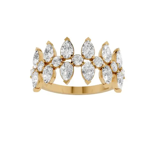AYA FINE JEWELRY 14k Gold Oval & Round Lab Grown Diamond Statement Ring - Yellow